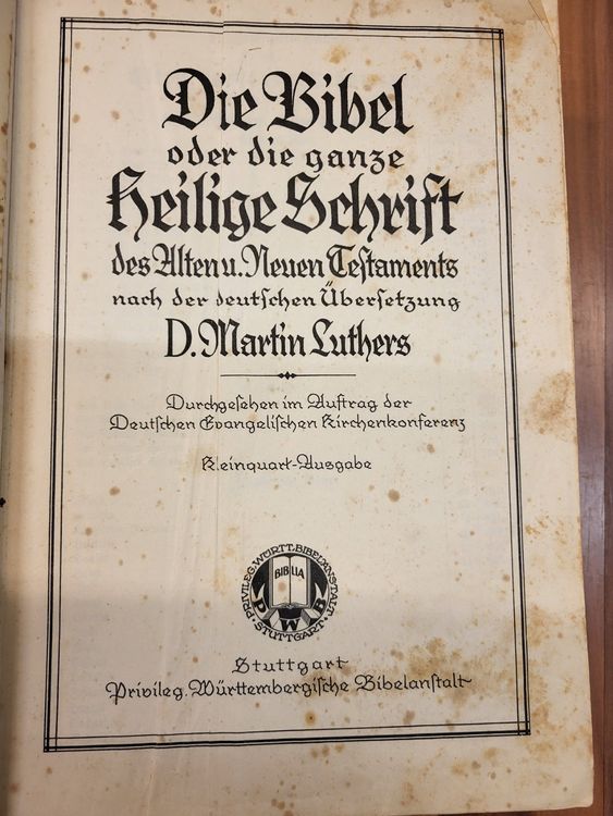 Bibel in alter Schrift von 1920 K6 (Gebraucht) in Schwarzenburg für CHF ...