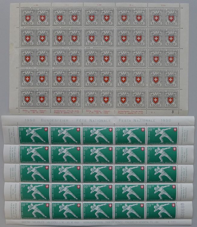 1950, Pro Patria B46+B47 komplette Bögen postfrisch**. 87.-+ (Gebraucht ...