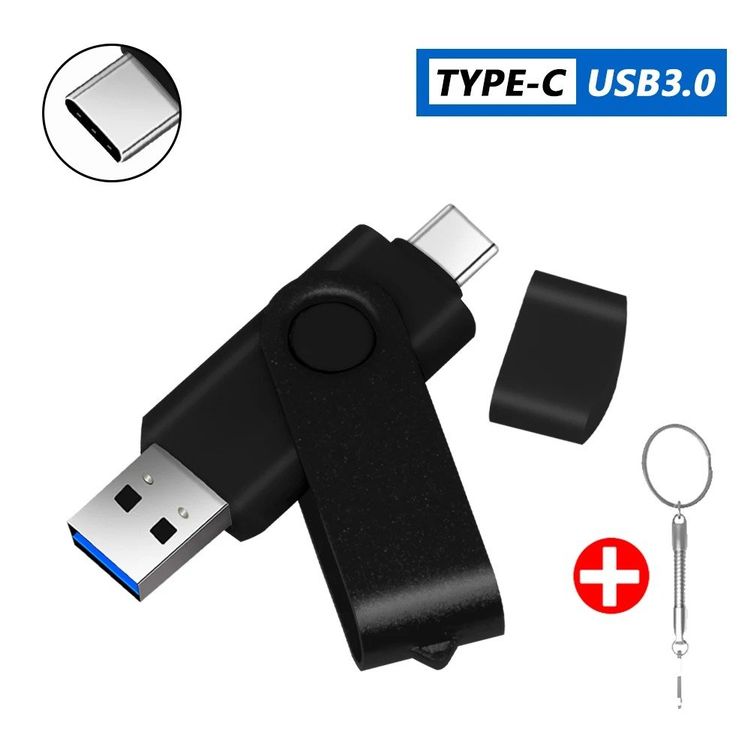 64 GB 2‑in‑1 USB‑C & USB‑A 3.0 High‑Speed Flash‑Drive – 360° (Neu und ...