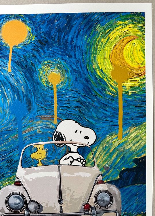 Death: Snoopy riding his VW Cabriolet, signiert 70/100 (Neu (gemäss ...