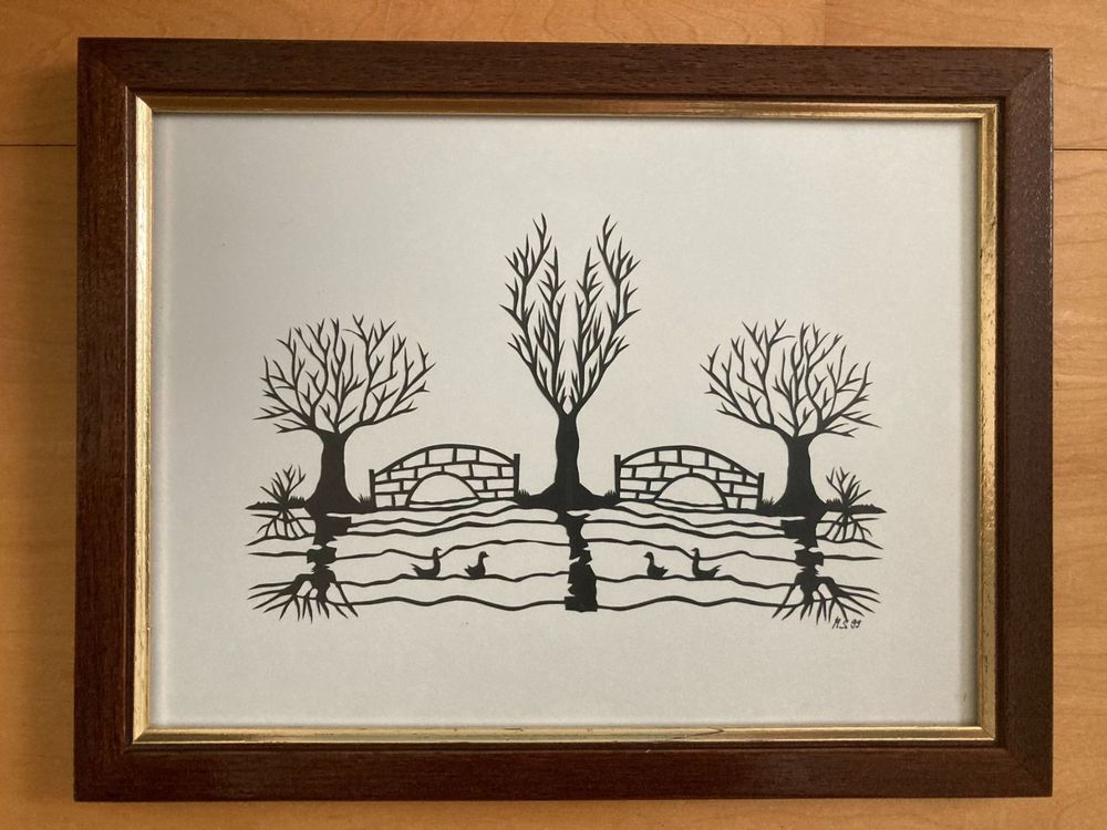 ORIGINAL SCHERENSCHNITT SIGNIERT: MS. 99 GERAHMT HINTER GLAS | Kaufen auf Ricardo