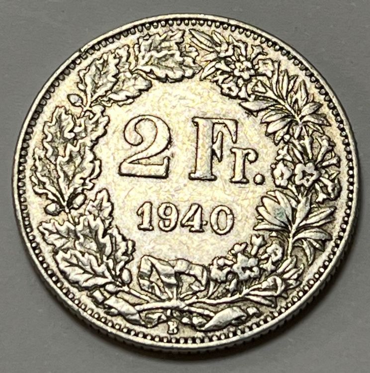 2 Franken - stehende Helvetia - 1940 B (Gebraucht) in Dietikon für CHF 17 – mit Lieferung auf ...