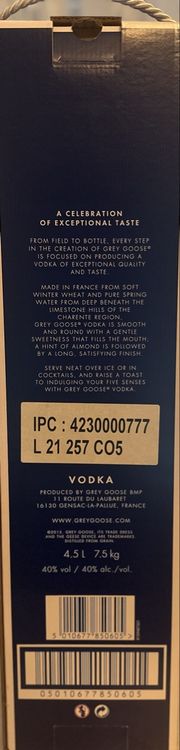 Grey Goose Vodka 4.5L LED Flasche ungeöffnet | Kaufen auf Ricardo