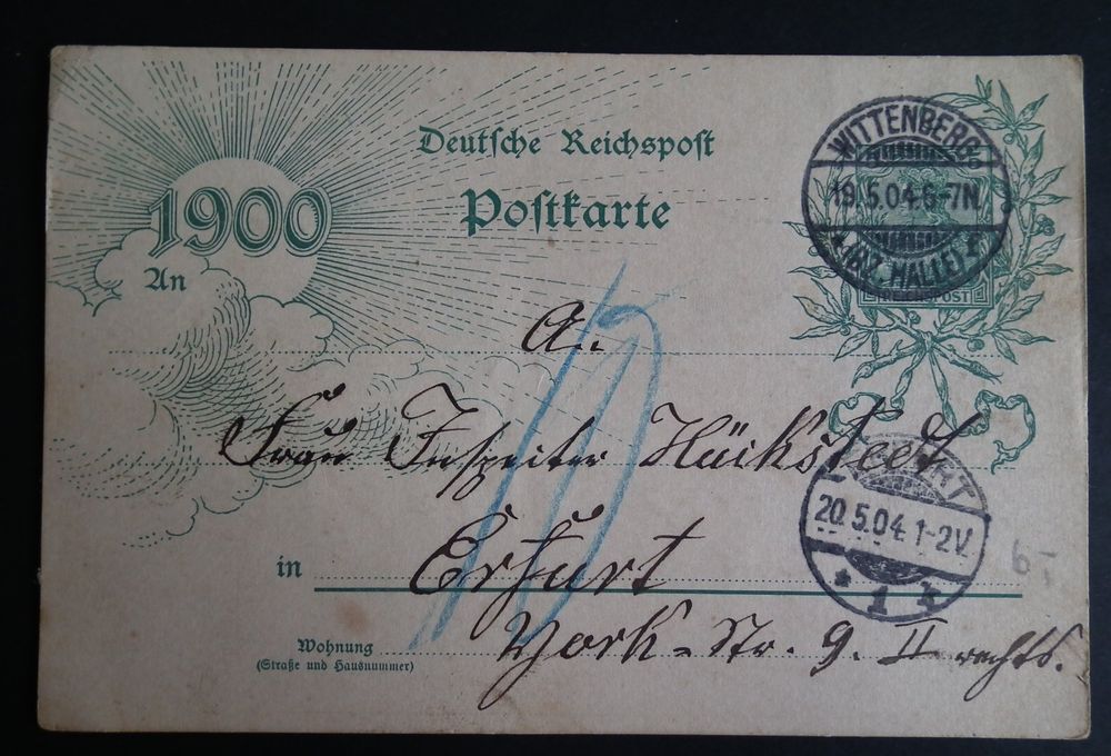 1904 Deutsche Reichspost Postkarte 1900 nach Erfurt | Kaufen auf Ricardo