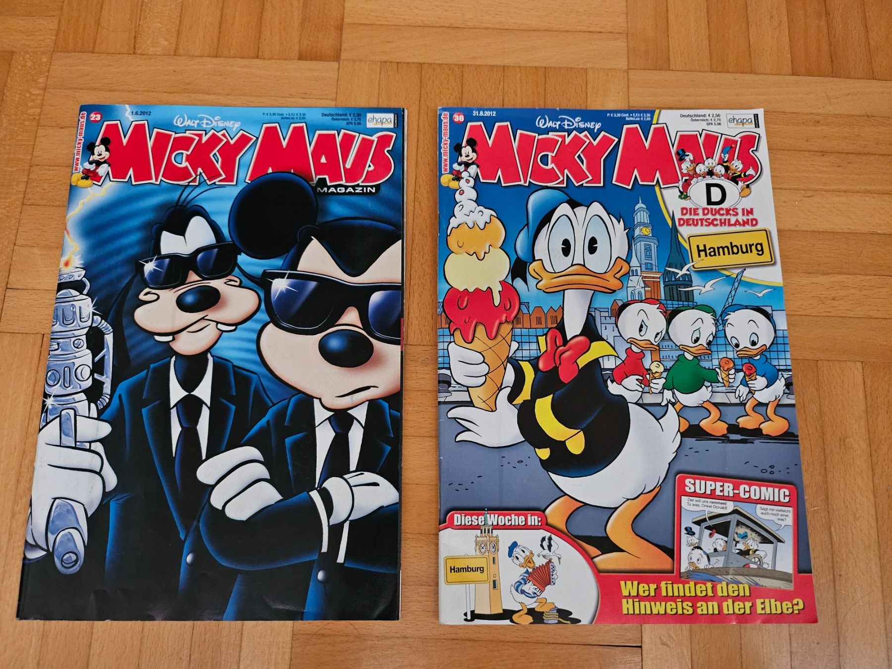 2 sehr gut erhaltene Micky Maus Hefte von 2012 (Gebraucht) in Wölflinswil für CHF 3 – mit ...