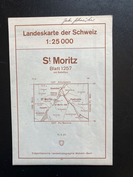 Landeskarte der Schweiz, St. Moritz. 1971 (Gebraucht) in Wangen ZH für CHF 3 – mit Lieferung auf ...