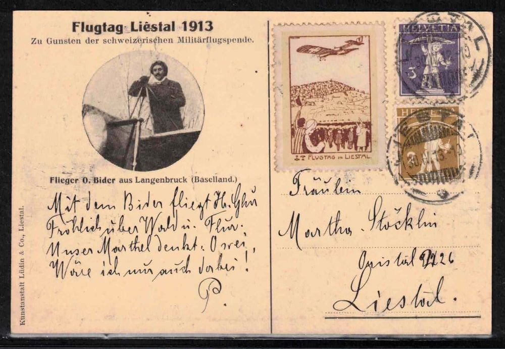 1913 Flugpost Vorläufer VIII Liestal auf Karte (Neu (gemäss Beschreibung)) in Nuglar für CHF 140 ...