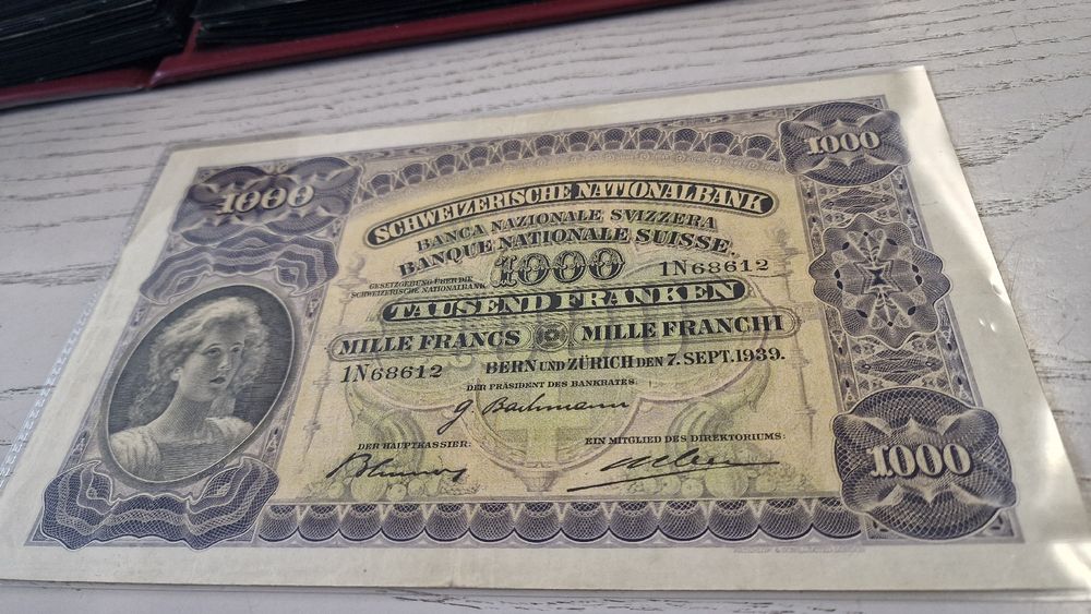 Seltene 1000 Franken Note 1939 Sammlerstück Schweiz (Gebraucht) in ...