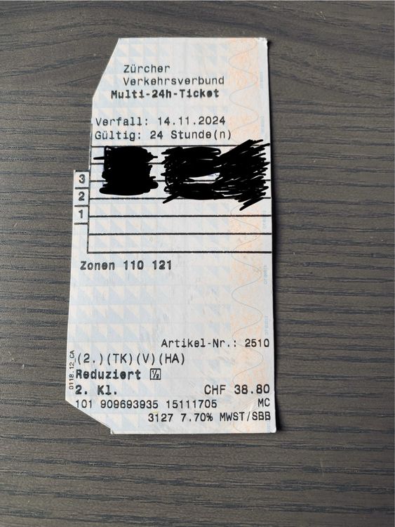 ZVV-Ticket - Multi 24h- Ticket - Zone 110&121 | Kaufen auf Ricardo