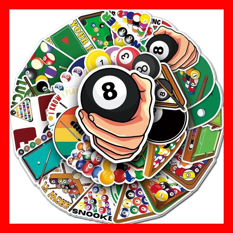 50 tlg Stickerset Billard Pool Snooker 8 Ball Coe Tisch (Neu und ...
