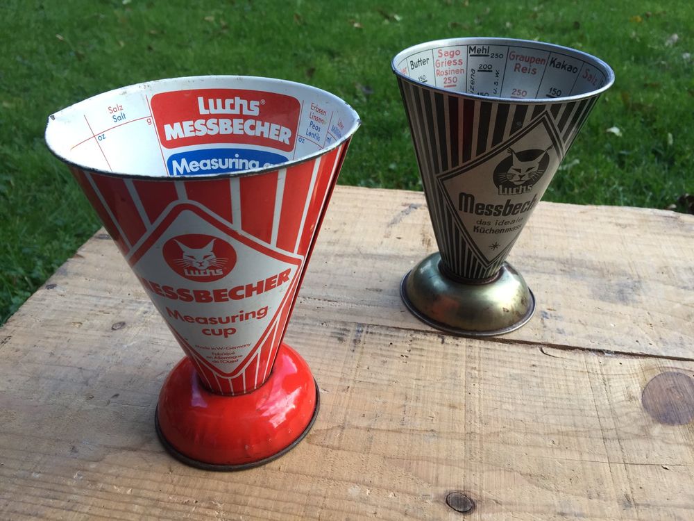 2 alte Messbecher Kaffee LUCHS #antik Blechdose Emailschild (Gebraucht ...