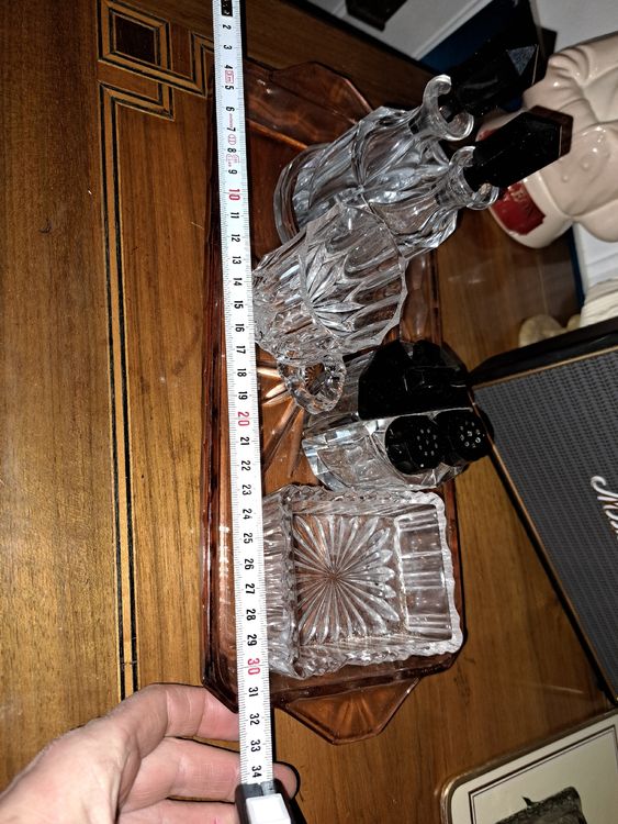 Antikes Kristall Set, Glas, Öl essig salz Pfeffer art deco (Gebraucht ...