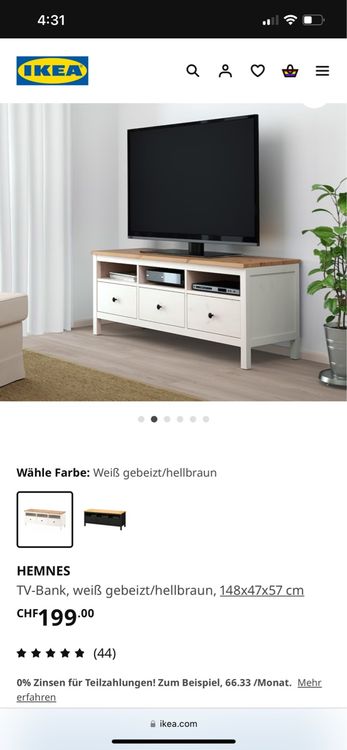 HEMNES TV Bench - White Stain/Light Brown, 148x47x57cm (Gebraucht) in ...