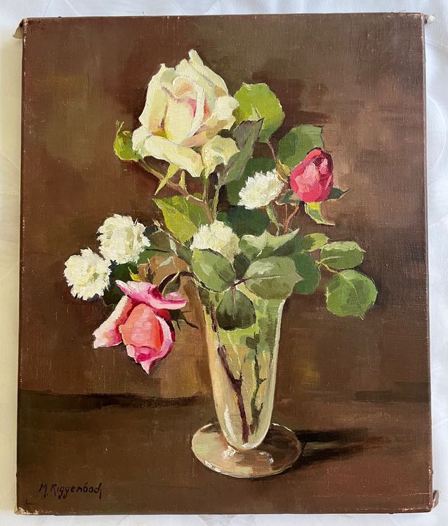 Martha Riggenbach | Ölgemälde mit Blumen, signiert (Gebraucht) in für ...