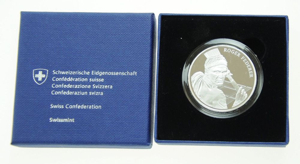 Roger Federer Silbermünze Schweiz 20 Franken Polierte Platte (Gebraucht) in Wettingen für CHF 46 ...