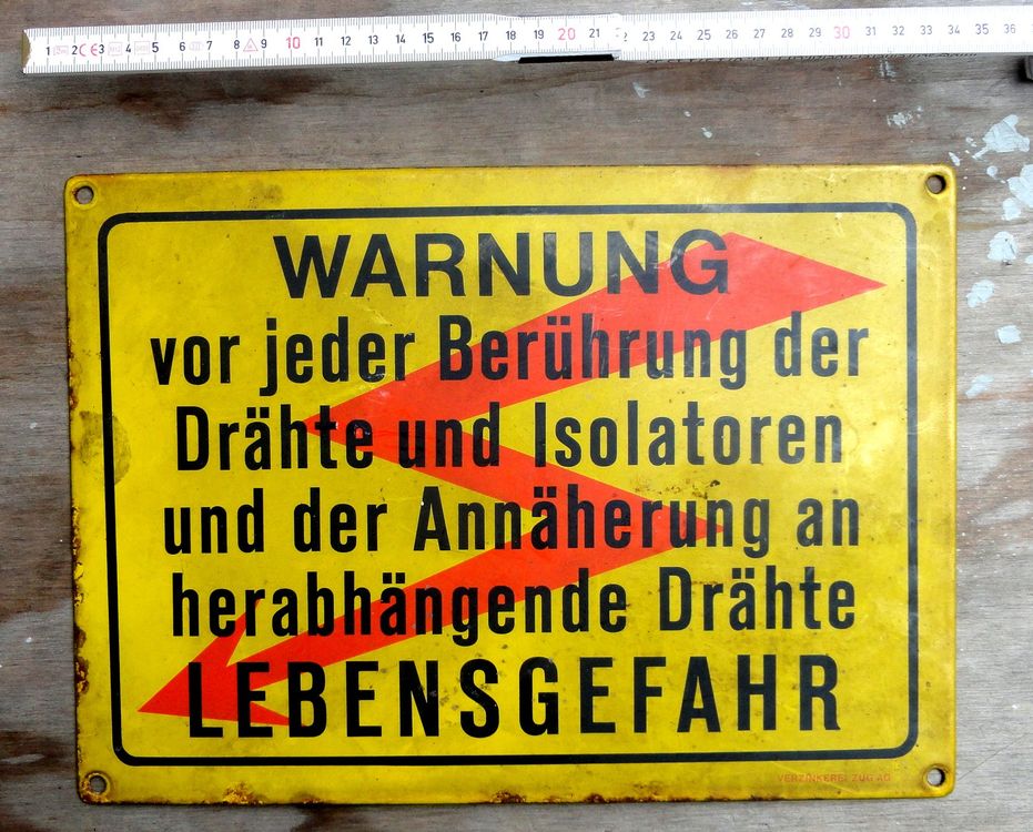 Altes Emailschild WARNUNG LEBENSGEFAHR original 30er-Jahre (Gebraucht ...
