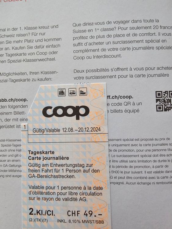 SBB GA Tageskarte auch ohne Halbtax, gültig bis 20.12 (Neu und ...