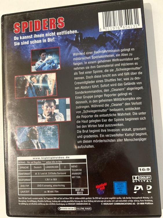 DVD- Spiders (Gebraucht) in Guntershausen für CHF 2 – mit Lieferung auf ...