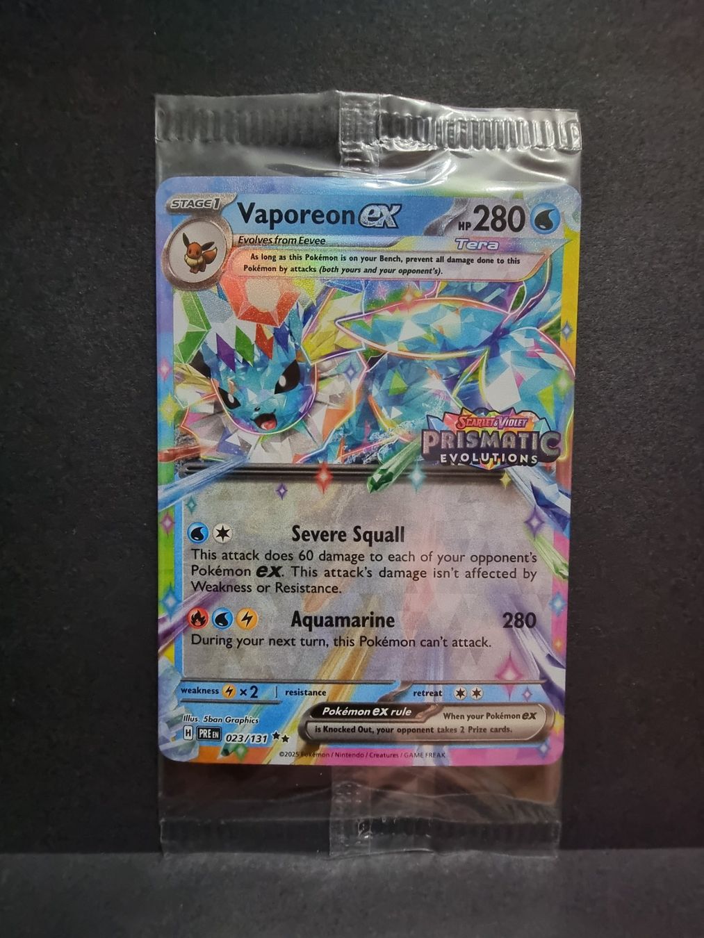 Pokémon Prismatic Evolution Vaporeon ex - Promo Stamp🇬🇧OVP (Neuf avec ...