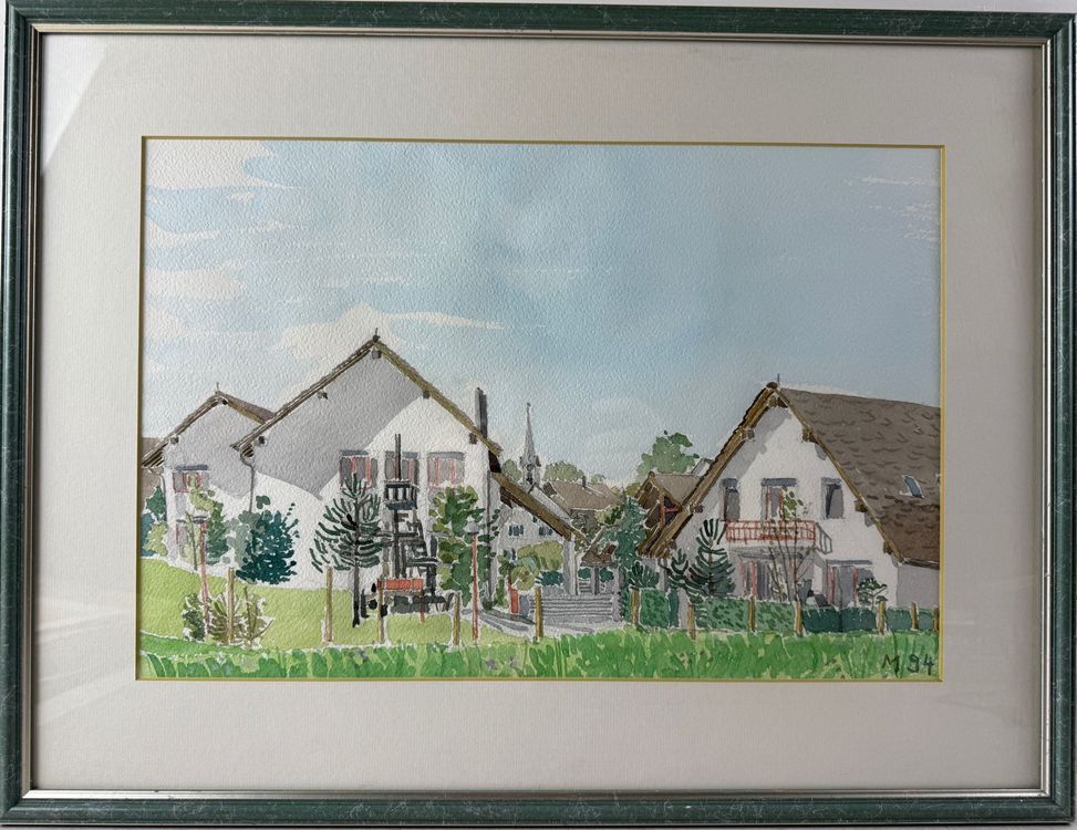 Aquarell Schweizer Dorf von W. Müller-Lehmann Signiert (Gebraucht) in Neuhausen am Rheinfall für ...