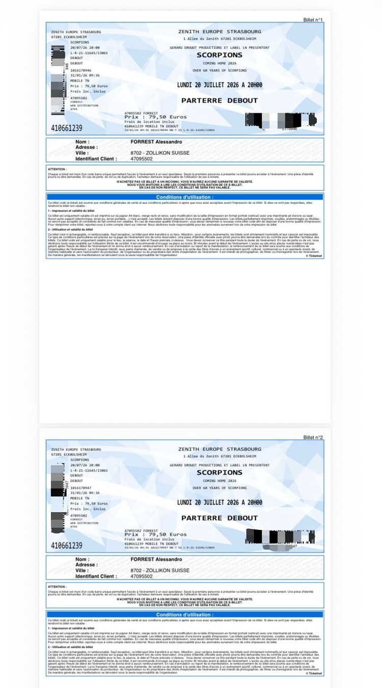 2 Tickets für Scorpions Konzert in Strassburg am 20.07.2026 (Neu ...
