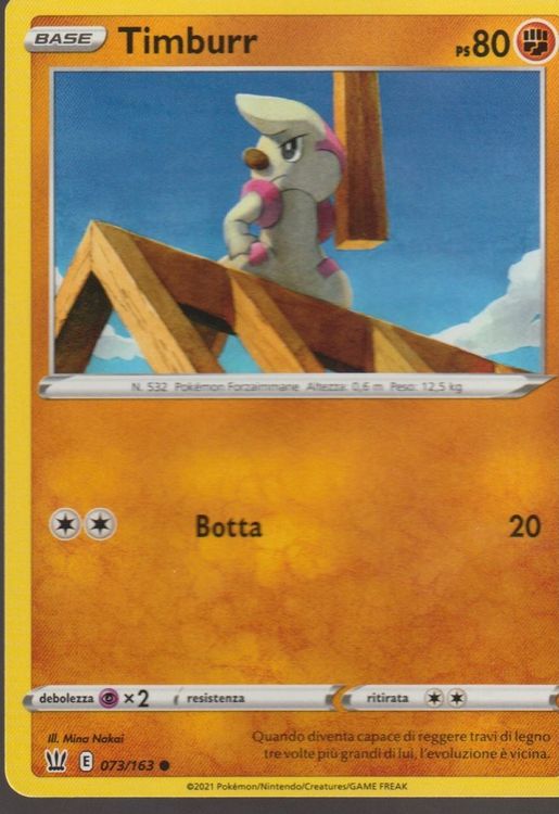 TCG POKEMON Stili Di Lotta BST 073/163 TIMBURR Italiano (Neu (gemäss ...