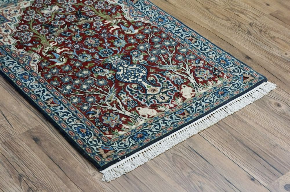 Alter feiner ISFAHAN Teppich aus Persien mit Seidenfransen | Kaufen auf ...