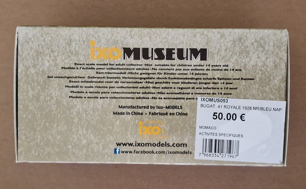 IXO 1/43 Bugatti Type 41 Royale 1928 IXO Museum neu (Neu und ...