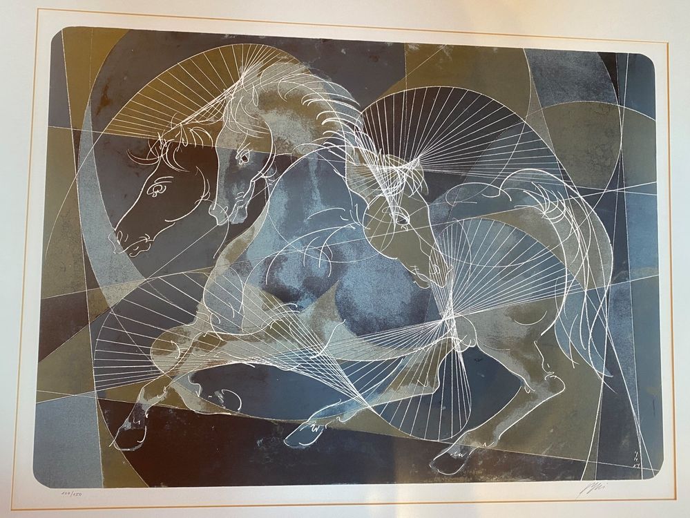 Hans Erni Lithografie «3 Pferde in Blau» (Gebraucht) in Brütten für CHF 450 – nur Abholung auf ...