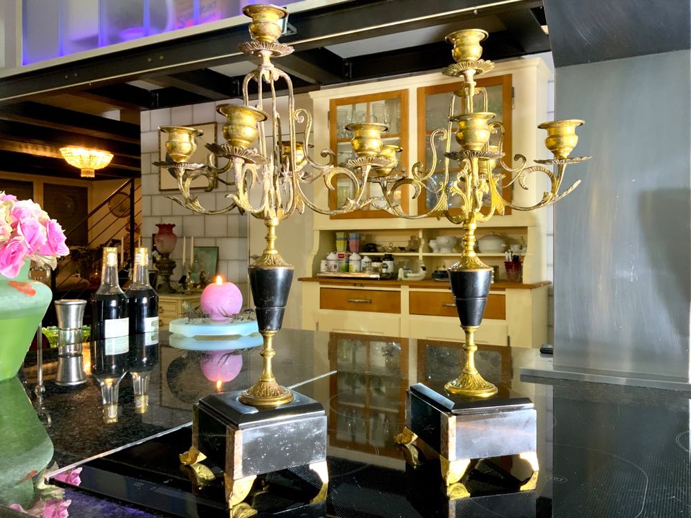 JUGENDSTIL 2 KERZENLEUCHTER BRONZE MARMOR FRANKREICH,1900 (Gebraucht) in Biglen für CHF 96 – mit ...