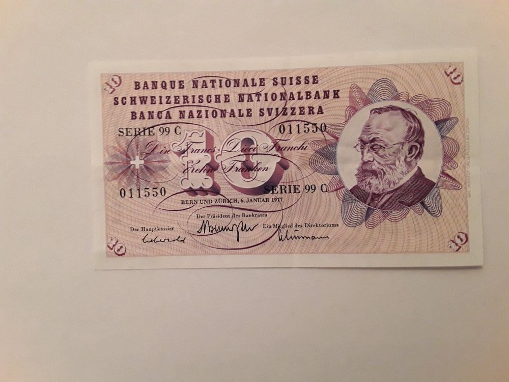 10Fr. Note Schweiz 1977 super Zustand! | Kaufen auf Ricardo
