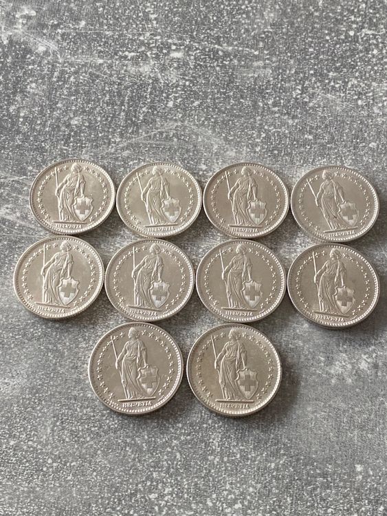10 x 2 Franken 1967 Silber unzirkuliert (Neu (gemäss Beschreibung)) in Wallisellen für CHF 89 ...