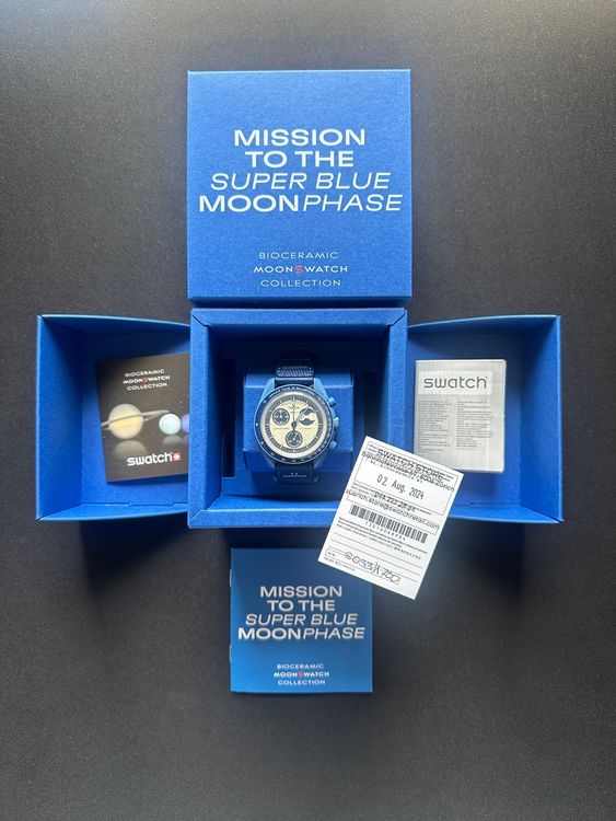 Swatch x Omega Moonswatch Super Blue Moon (Neu und originalverpackt) in Meilen für CHF 500 – mit ...