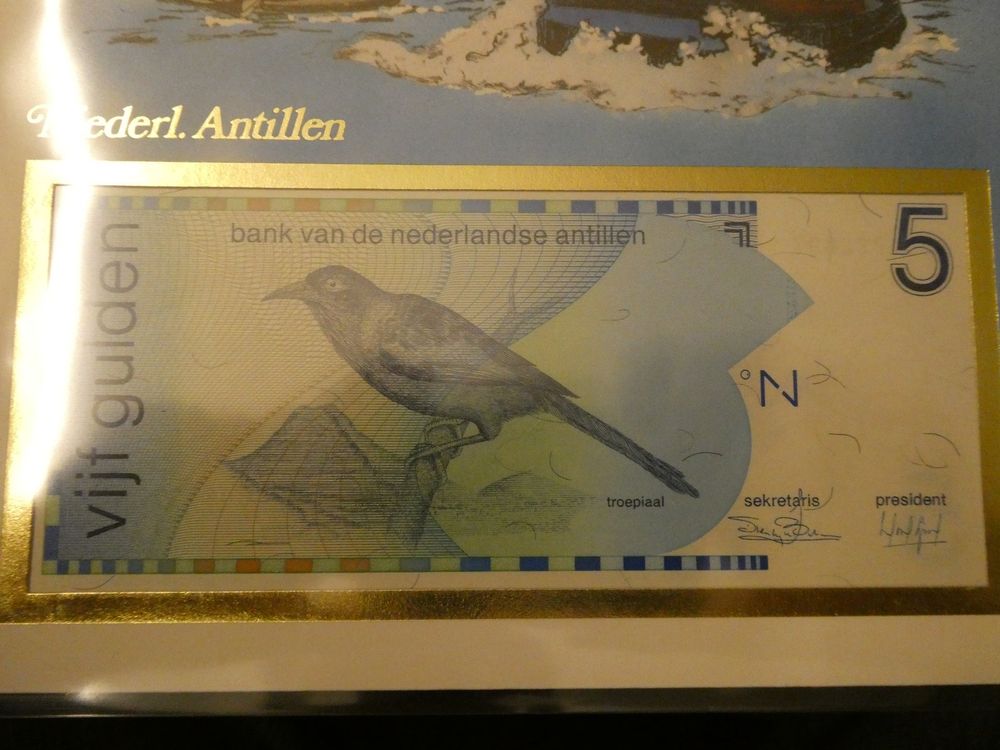 Niederl. Antillen 1986, 5 Gulden druckfrisch Banknotenbrief (Neu (gemäss Beschreibung)) in ...