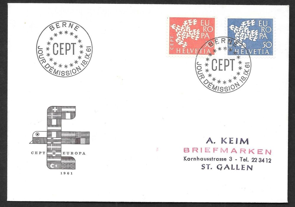 FDC Serie 379-380 Europamarken ET 18.9.1961 (Neu (gemäss Beschreibung)) in Olten für CHF 1 – mit ...