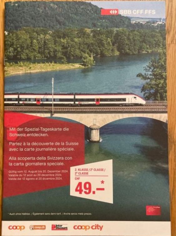 Tageskarte GA SBB ohne Halbtax einlösbar bis 20.12.2024 (Neu und ...