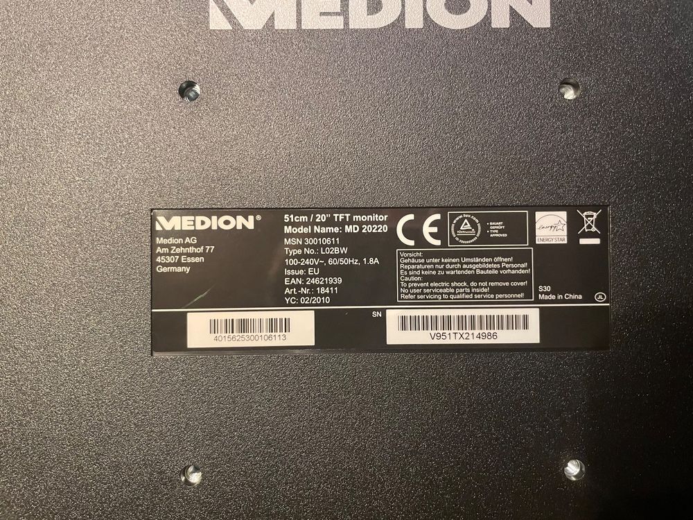 Monitor MEDION MD 20220 (20 Zoll) (Gebraucht) in für CHF 5 – mit ...