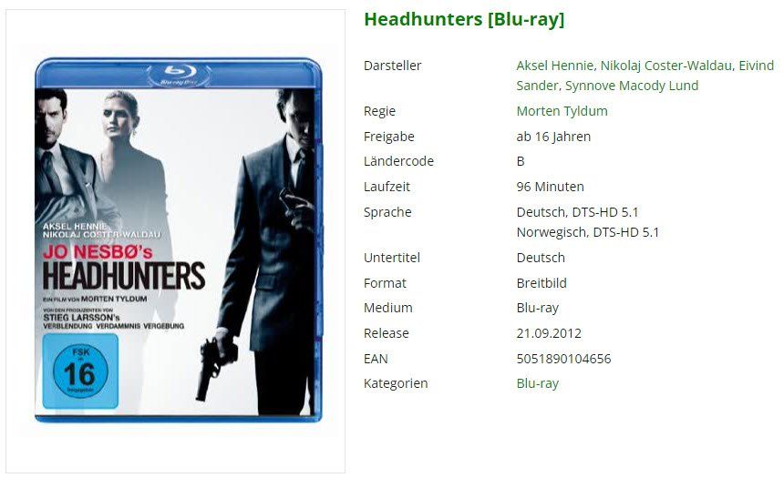Headhunters (Bluray) | Kaufen auf Ricardo