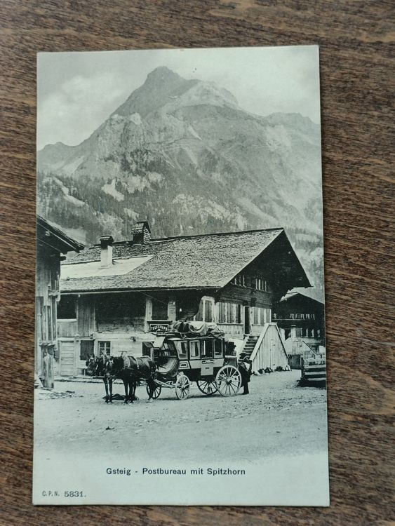 Alte PK / Gsteig Postbureau mit Postkutsche / gelaufen 1905 (Gebraucht) in Brugg AG für CHF 25 ...