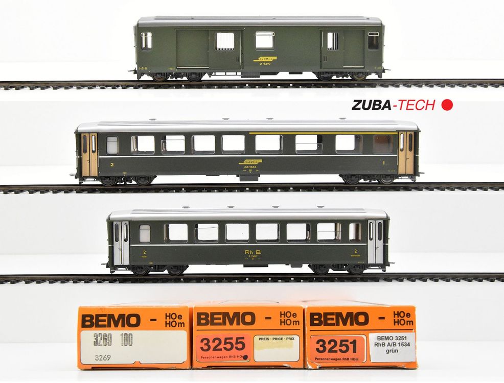 Bemo 3x Personenwagen der RhB H0m GS mit OVP | Kaufen auf Ricardo