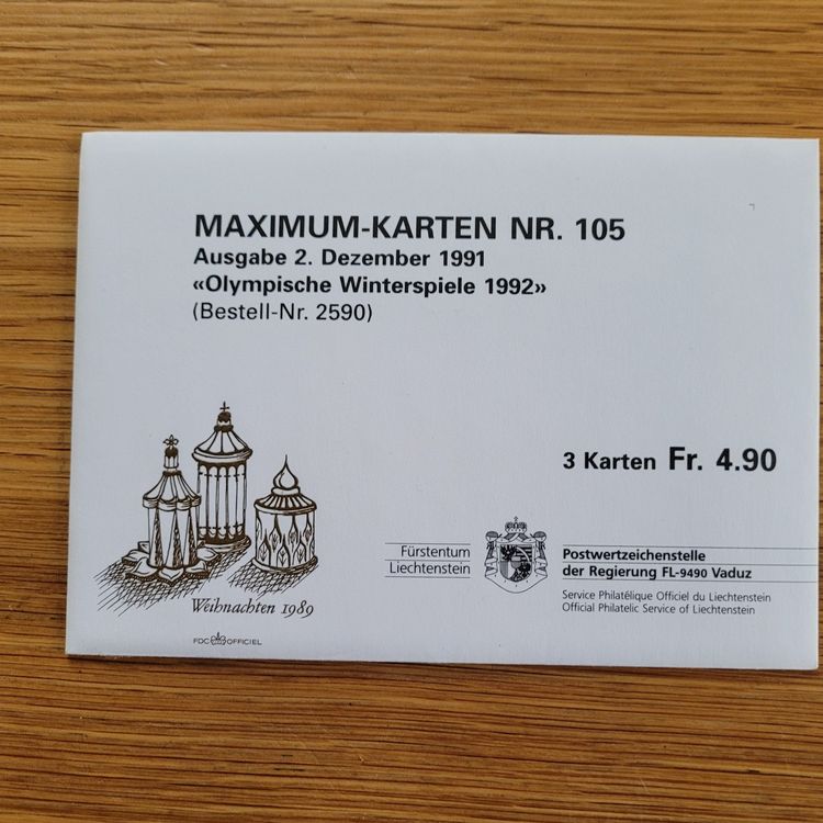 Maximum Karte 1992 MK/ Nr. 105 Vaduz Lichtenstein | Kaufen auf Ricardo