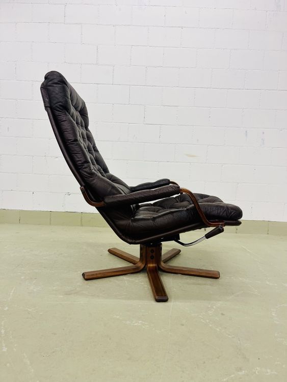 Scandinavischer vintage Drehsessel 1970s Leder | Kaufen auf Ricardo