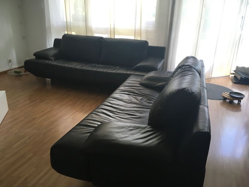 2er & 3er Sofa schwarz Leder | Kaufen auf Ricardo