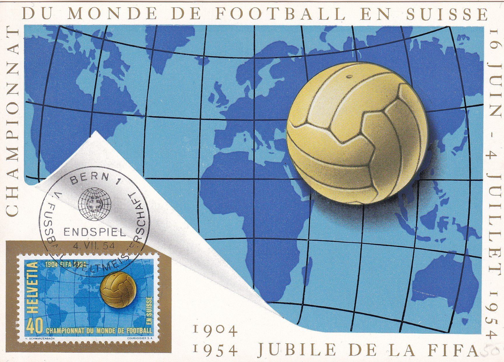 Fussballl WM 1954 Maximumkarte vom Endspiel in BERN 4.VII.54 (Gebraucht ...