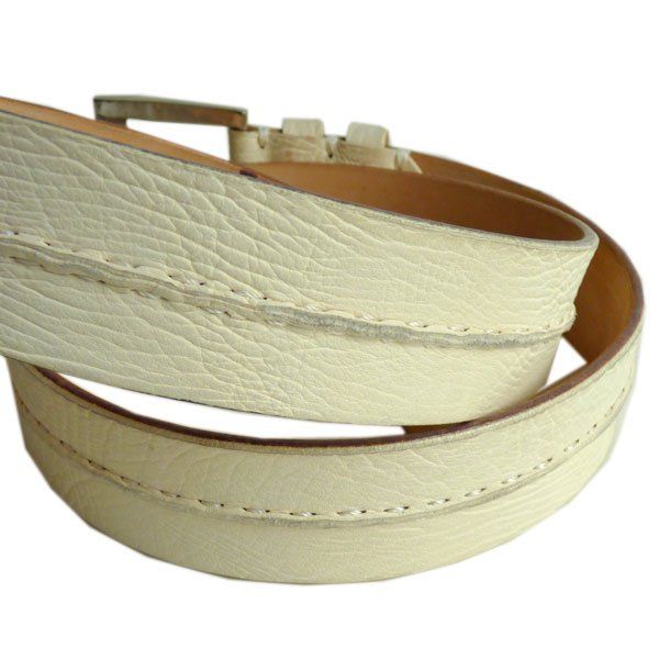 Gürtel Leder M/L VINTAGE crème längsgesteppt Made in Spain (Gebraucht ...