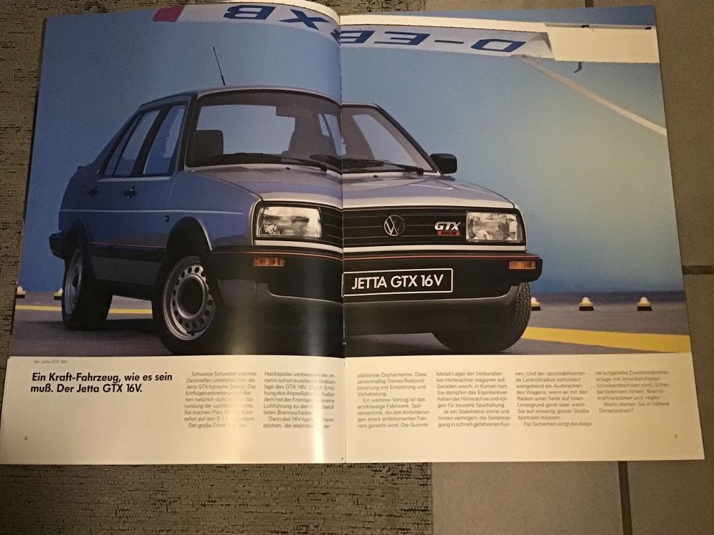 VW Jetta GTX 16 V/GTX Verkaufsprospekt Januar 1988 (Gebraucht) in ...