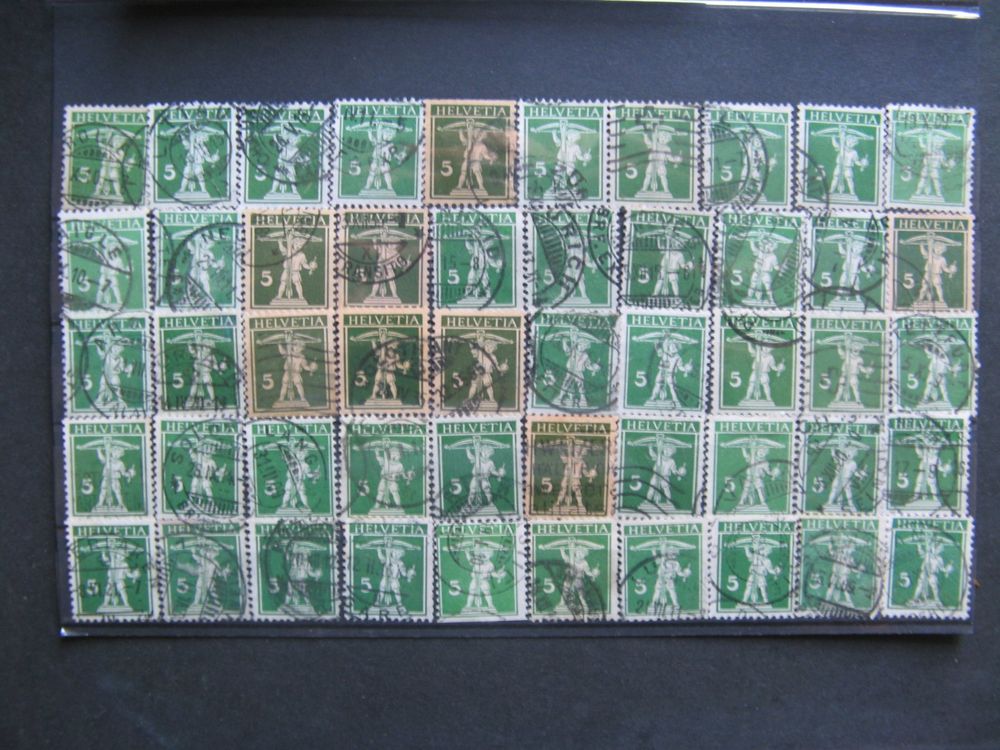 Tellknabe mit Armbrust 5 Rappen grün 50 Stück gestempelt (Gebraucht) in Frauenfeld für CHF 2 ...