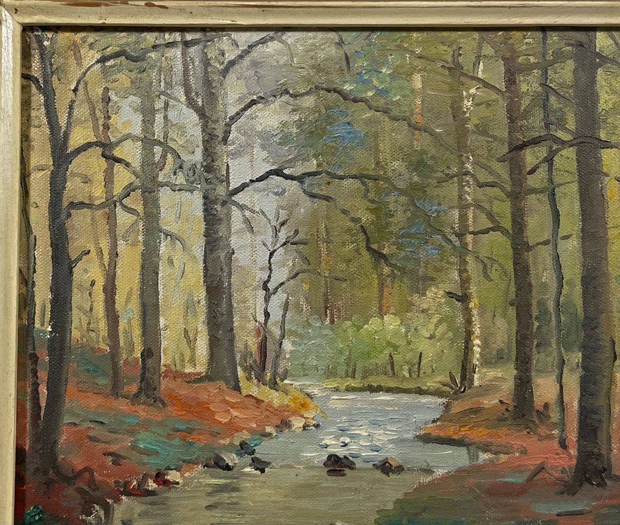 Fluss Szene im Wald Gemälde Signiert | Kaufen auf Ricardo