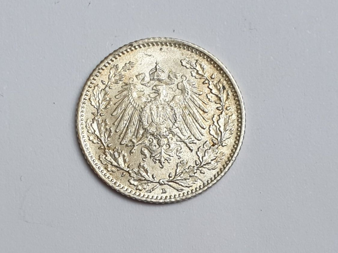 🇩🇪 1/2 Mark 1917 D - XF - *** Silver 2.78g .900 (Gebraucht) in ...