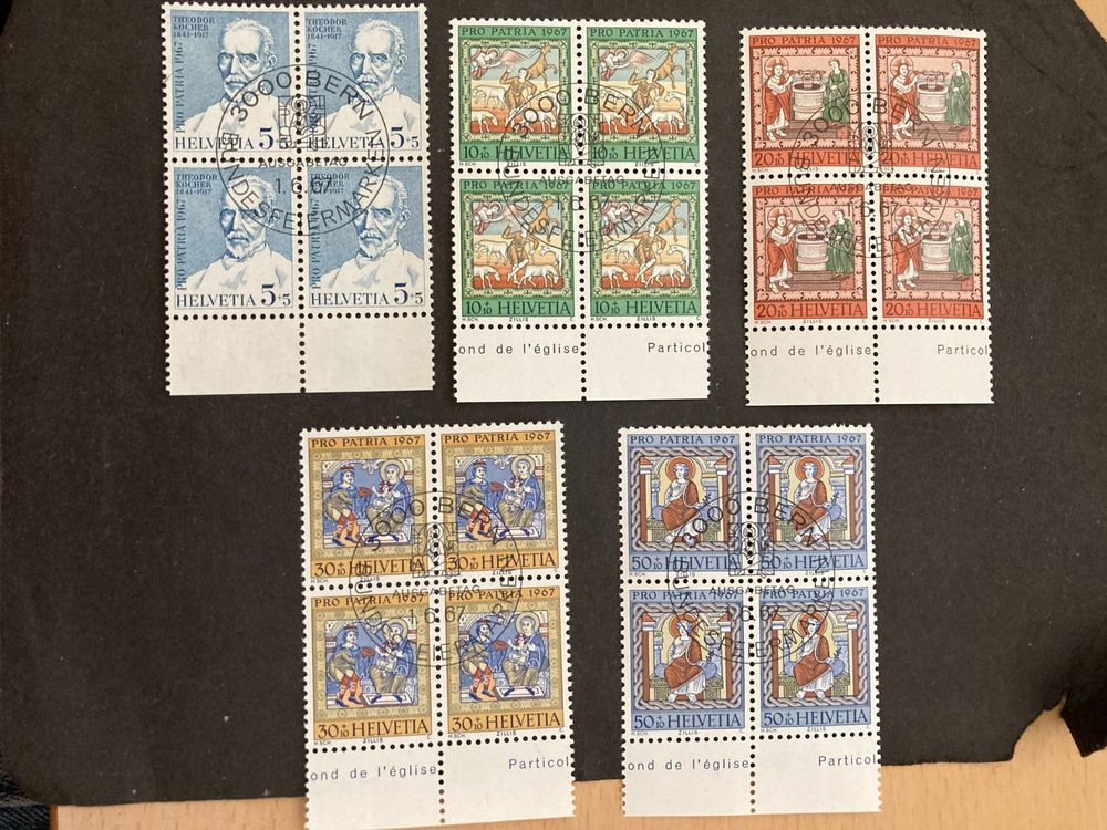 Schweiz 1967 Pro Patria Zillis Satz 4er-Block 1.Tagstempel (Neu (gemäss Beschreibung)) in ...